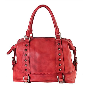 Diophy Genuine Leather Meduim Tote Accented with Studded & Buckle Décor with Removable Strap 150335