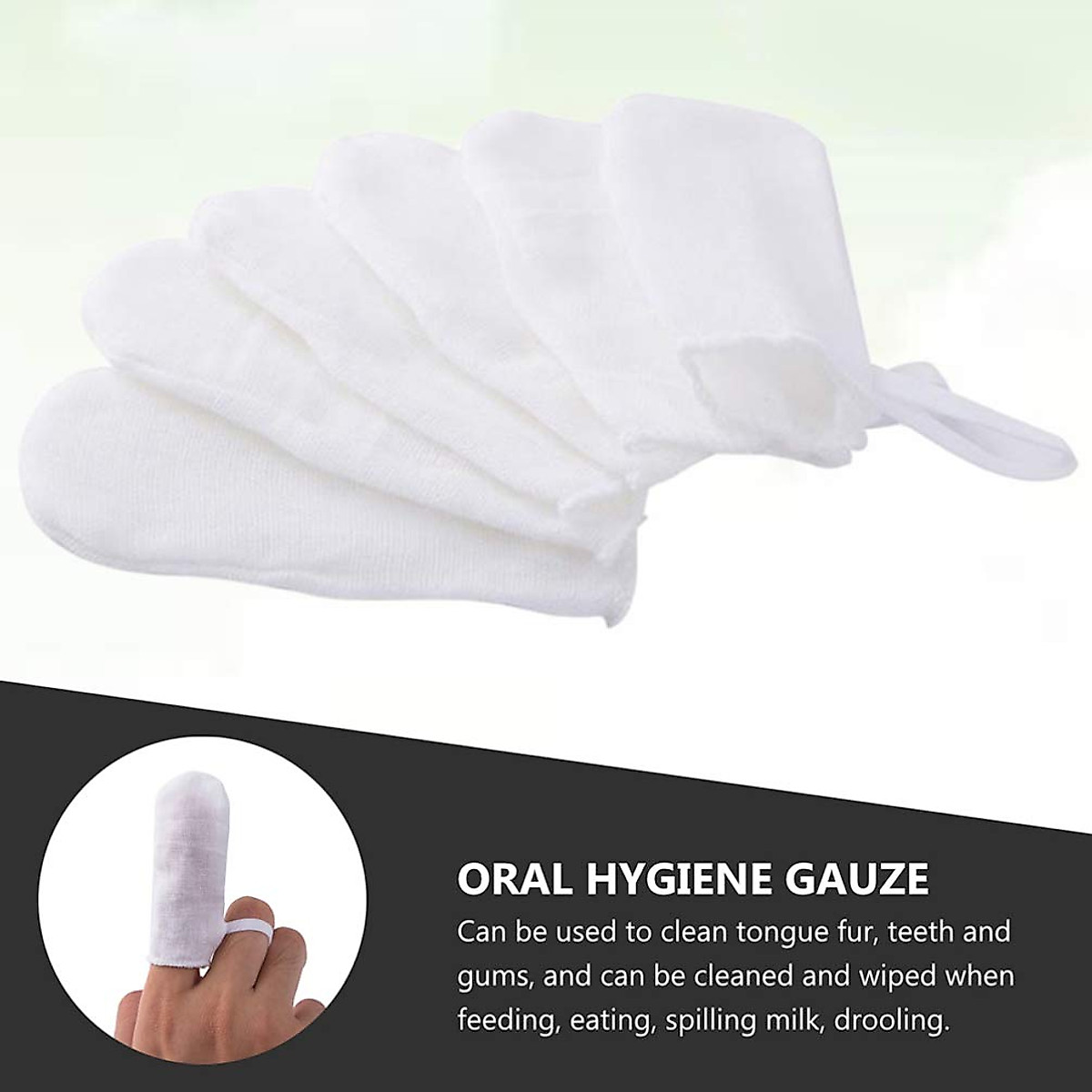 Healifty 18pcs Teeth Gauze Infant Finger Clean Oral Toothbrush Infant Mouth Cleaner Cotton Gauze Elastic Finger cot for 0-36 Months White