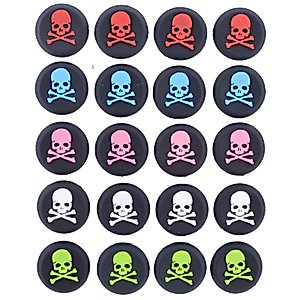 4PCS Skull Silicone Thumb Stick Grip Cap Joystick Thumbsticks Caps Cover for PS4 PS3 Xbox One PS2 Xbox 360 Game Controllers Replacement (Green Skull)