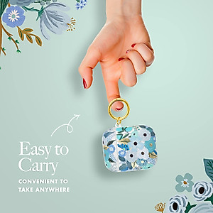Rifle Paper Co. Airpods 2nd / 1st Generation Case Cover with Keychain Ring [Wireless Charging] [Front LED Visible] Cute Apple Airpods Case 2 and 1 with Floral Design, Anti Scratch - Garden Party Blue