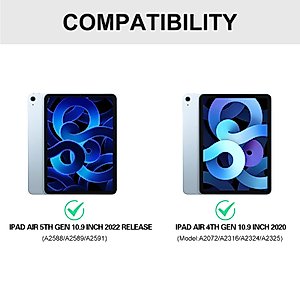 KVAGO Keyboard Case for iPad Air (5th, 4th gen - 2022, 2020), iPad Air 5th Generation Case with Keyboard, 7 Colors Backlit, Detachable, Wireless Keyboard, Slim Folio Cover 10.9“ with Pencil Holder