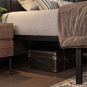 Allewie Queen Size Metal Platform Bed Frame with Victorian Style Wrought Iron-Art Headboard/Footboard, No Box Spring Required, Black