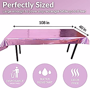 Plastic Disposable Tablecloth - 2-Pack Purple Tablecloth Disposable Purple Plastic Table Cloth - 40" x 108" Purple Plastic Table Cloths for Parties Disposable - Pink & Purple Disposable Tablecloths