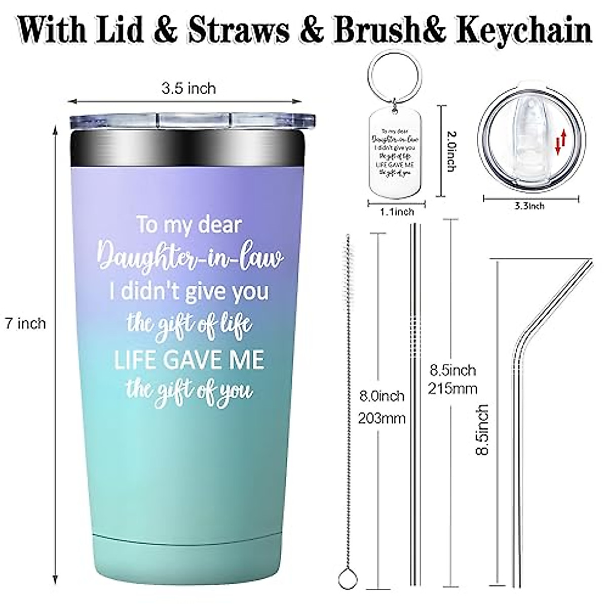 Fufendio Daughter in Law Gift Ideas - Christmas, Mothers Day Gifts for Daughter in Law from Mother in Law - Daughter in Law Tumbler Mug Cup 20oz
