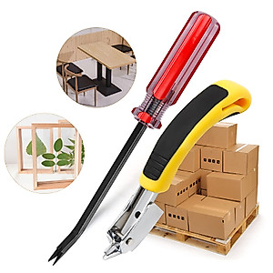 Staple Remover, Upholstery Staple Remover, Upholstery Tools Tack Lifter with Double Pronged Head Nail for All Kinds of Staples for Furniture, Yellow