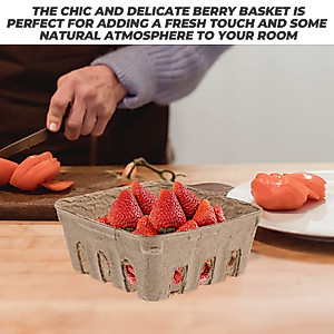 GANAZONO Bushel Basket 50pcs Square Paper Berry Basket Pulp Fiber Produce Vented Container Holder Box Fruit Tray for Fruit Vegetable Farmer Market Grocery Packaging Desktop Stand