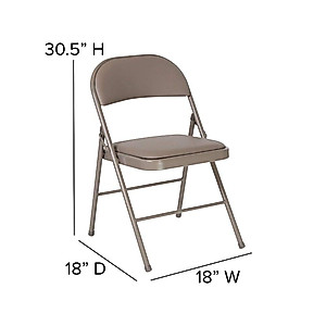 Flash Furniture 4 Pack HERCULES Series Double Braced Gray Vinyl Folding Chair