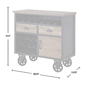 FirsTime & Co. Black and Brown Logan Bar Cart, Slim Kitchen Serving Cart and Coffee Cart with Storage for Liquor and Glasses, Wood, Farmhouse, 30.75 x 13.75 x 31.5 inches