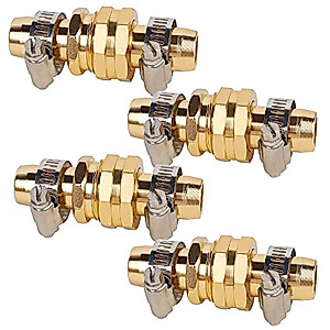 Biswing Garden Hose Repair Connector with Stainless Steel Clamps, 5/8" Barb x 3/4" GHT Thread Aluminum Water Hose Pipe Repair Kit, Female and Male Hose Connectors, 4 Pack