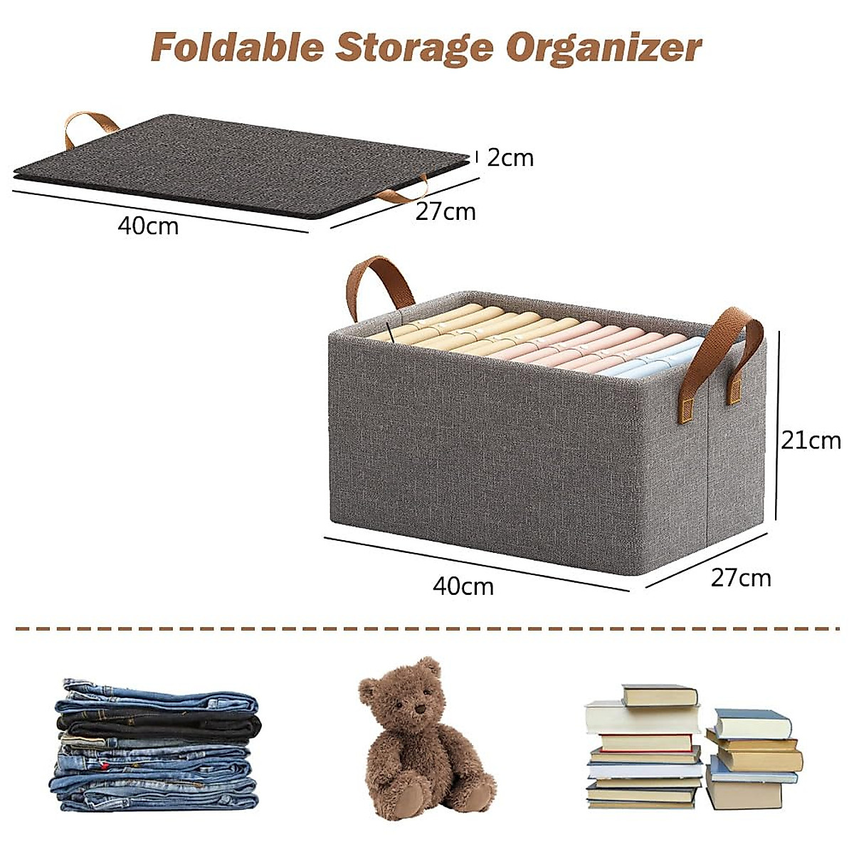 Eytueo 6 Pcs Wardrobe Clothes Organizer with Thickened Base Plate, Steel Frame Drawer Organizer Clothes with Handles, Folable Clothes Storage Box for Jeans Sweater Blanket Toys