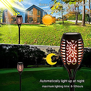 Solar Outdoor Lights, 4Pack Solar Torch Light with Flickering Flame,12 LED Tiki Torches for Outside Waterproof Landscape Decoration with Auto On/Off Dusk to Dawn for Christmas Garden Patio Yard