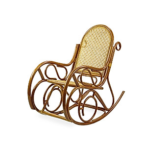 Wickerix Milano Rocking Chair, Natural Rattan Wicker Handmade, ECO, Colonial Color