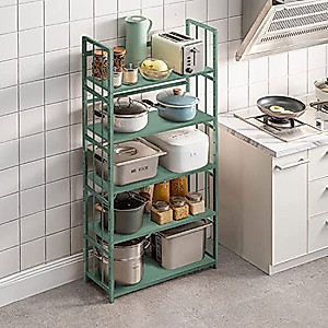 IOTXY Adjustable Bamboo Open Bookshelf - Large 4-Tier Free Standing Storage Rack, Multifunctional Display Stand for Home and Office, Bookcase, Light Green
