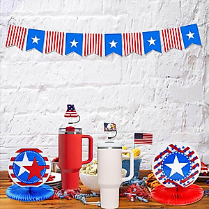 9Pcs Flag Day Straw Caps Cover Cap Topper Dust-Proof for Stanley Cup 10mm/ 0.4in, for Drinking Straw Cap Stanley Cup Accessories, Cute Silicone Tips Lids Dust-Proof for Water Bottle