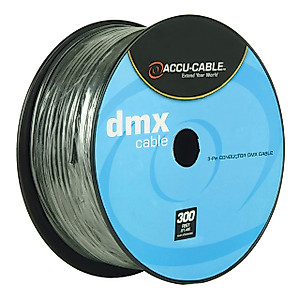 Accu-Cable AC3CDMX300, DMX Stage Light Cable, 3 Pin DMX Extension Cable Spool (300 FT)