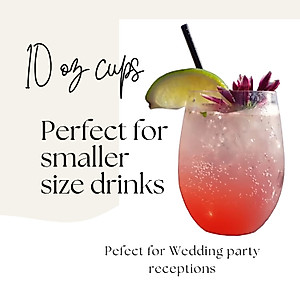 48 piece Stemless Unbreakable Crystal Clear Plastic Wine Glasses Set of 48 (10 Ounce - Silver Rim)