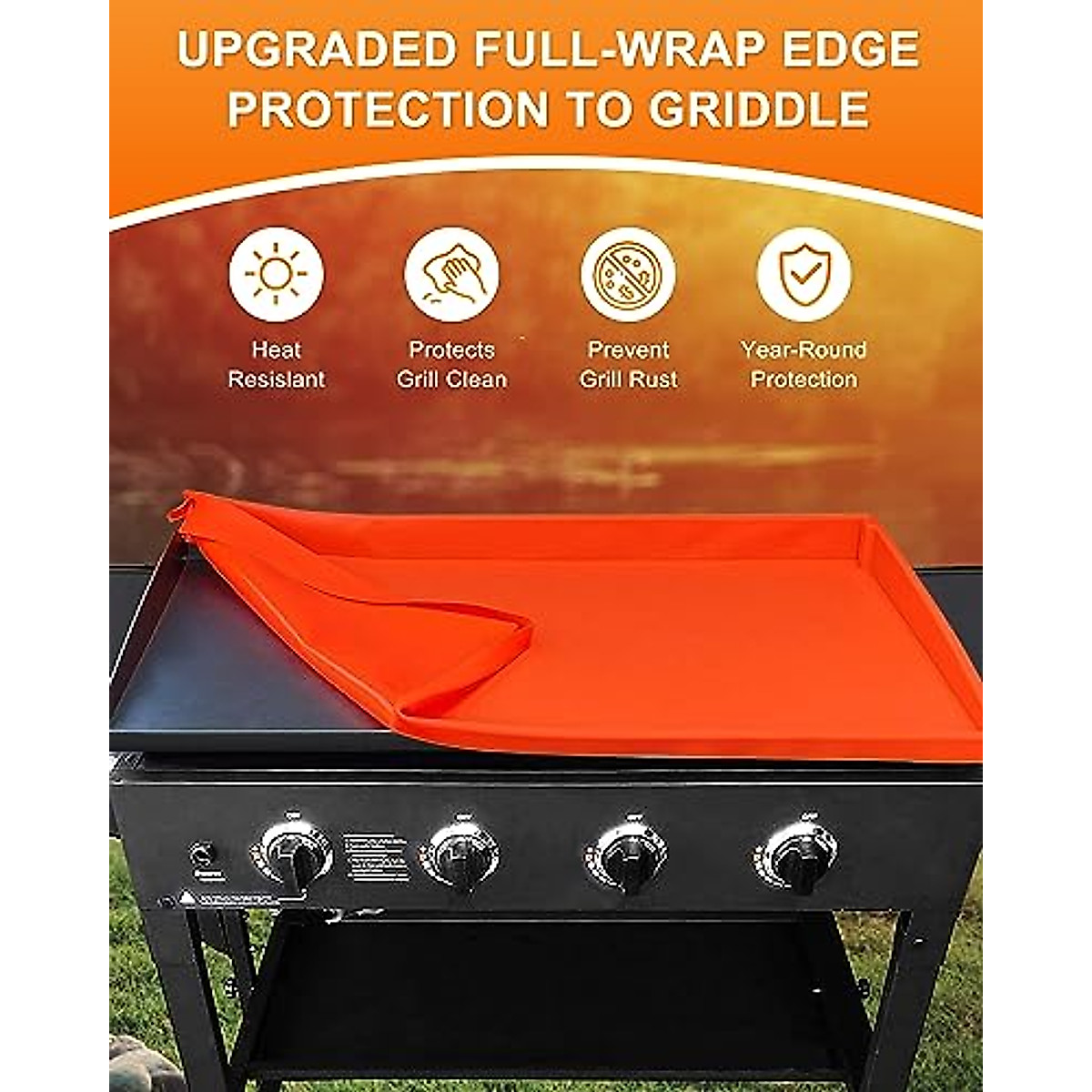 OFUN 36" Full-Wrap Edge Griddle Mat for Blackstone, Silicone Protective Cover Mats Compatible with Blackstone, Blackstone Griddle Accessories, Reusable &Durable, All Year Round Protection