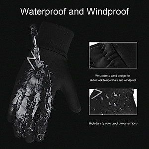 YukiniYa Kids Winter Gloves Back Water Repellent Touchscreen Warm Fleece Anti-Slip for Boys Girls 3-15 Years