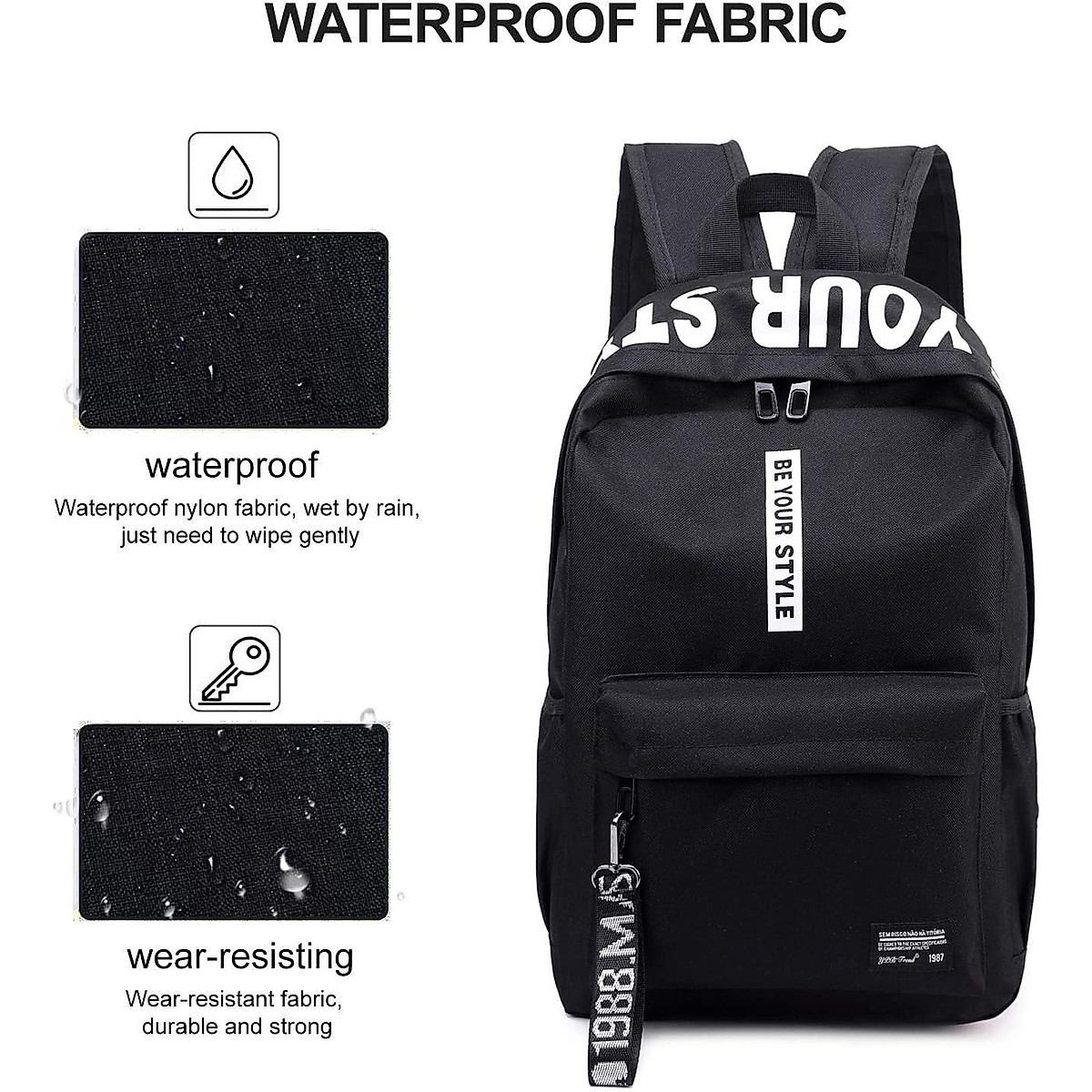 Black Backpacks for Teen Girls High School , Middle School Students Bookbag Outdoor Travel Daypack for Women Men, Lightweight Casual University Laptop Back Pack for 14" Laptop