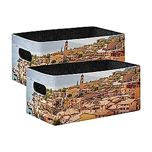 Water City Venice Storage Basket Felt Storage Bin Collapsible Felt Storage Cloth Baskets Containers Organizer for Pet Supplies Magazine
