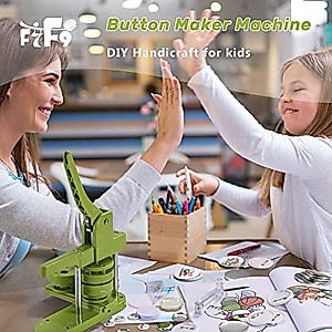 Button Badge Pin Maker Machine Multiple Sizes 1+1.25+2.25 inch DIY with 300pcs Button Parts&Circle Cutter&Magic Book