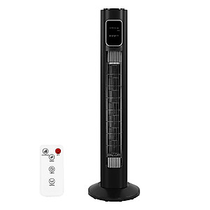 Antarctic Star Tower Fan Oscillating Fan Quiet Cooling Remote Control Powerful Standing 3 Speeds Wind Modes Bladeless Floor Fans Portable Bladeless Fan for Children Bedroom Home Office (Black, 35")