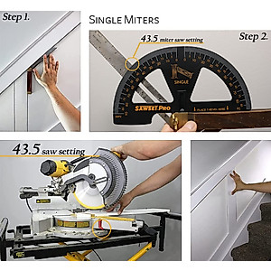 Sawset Miter Saw Protractor SAWSET PRO. Patented No Math Scales. Large Scales are The Key to Accuracy. In Size Matters! In ABS Plastic.