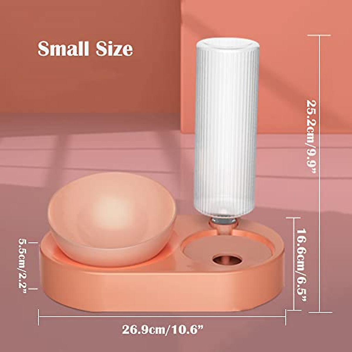 Raised Cat Bowls with Automatic Water Dispenser Bottle, Elevated 0°-15°Adjustable Tilted Pet Food Water Feeder Bowls Stress-Free Suit for Cats Dogs