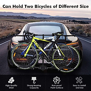 Goplus 2-Bike Hitch Mounted Rack, Hitch Bike Rack Carrier Fits 1-1/4" and 2" Hitch Receivers, Tray Style Smart Tilting Design Bicycle Rack