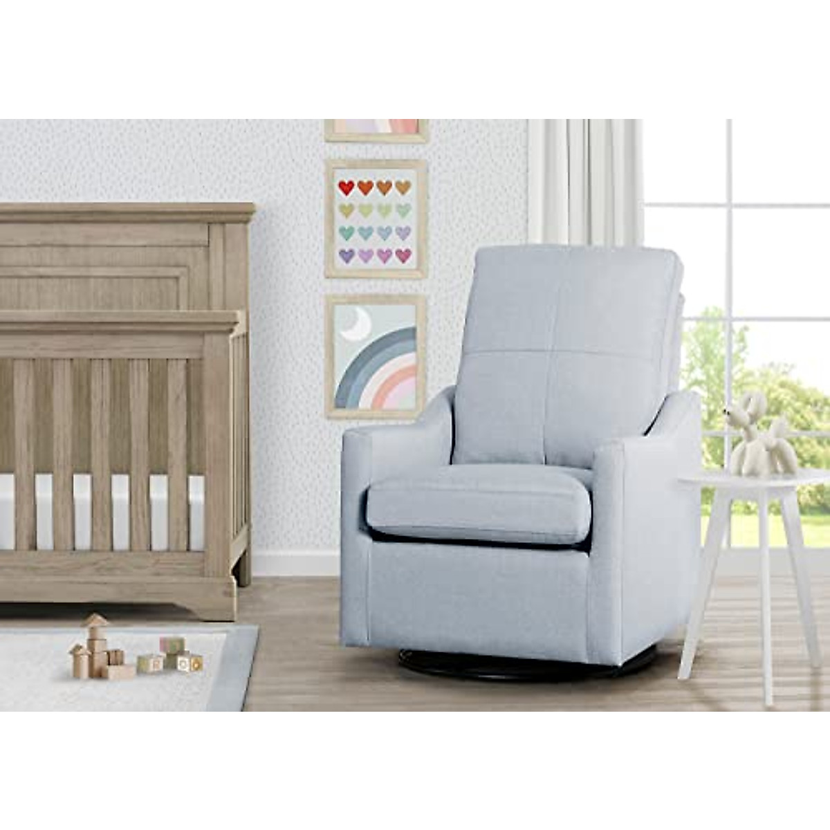 Delta Children Kenwood Glider Swivel Rocker Chair, Light Blue