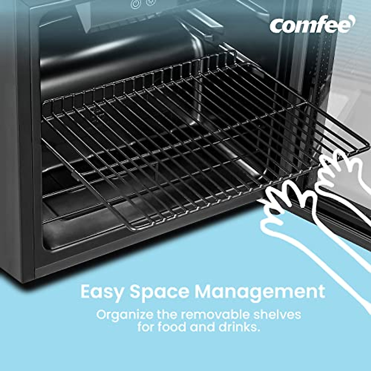 COMFEE' CRV48S3AST Beverage Cooler, 48 Cans Beverage Refrigerator, Digital Temperature Control, Glass Door With Stainless Steel Frame, Reversible Hinge Door And Legs For Home, Apartment,Dorm, Office
