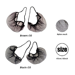 100PCS Beard Nets Disposable Nylon Protective Beard Covers with Single Loop for Men Food Service Safe Clean Work Environment(Black+Brown)