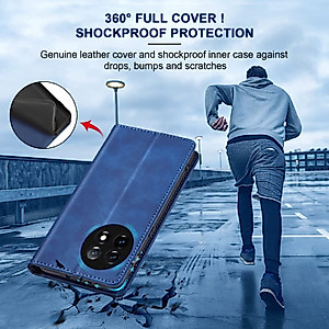 Jasonyu Flip Wallet Case for OnePlus 11 5G,Leather Magnetic Folio Cover with Card Holder,Kickstand - TPU Shockproof Durable Protective Phone Case,Blue