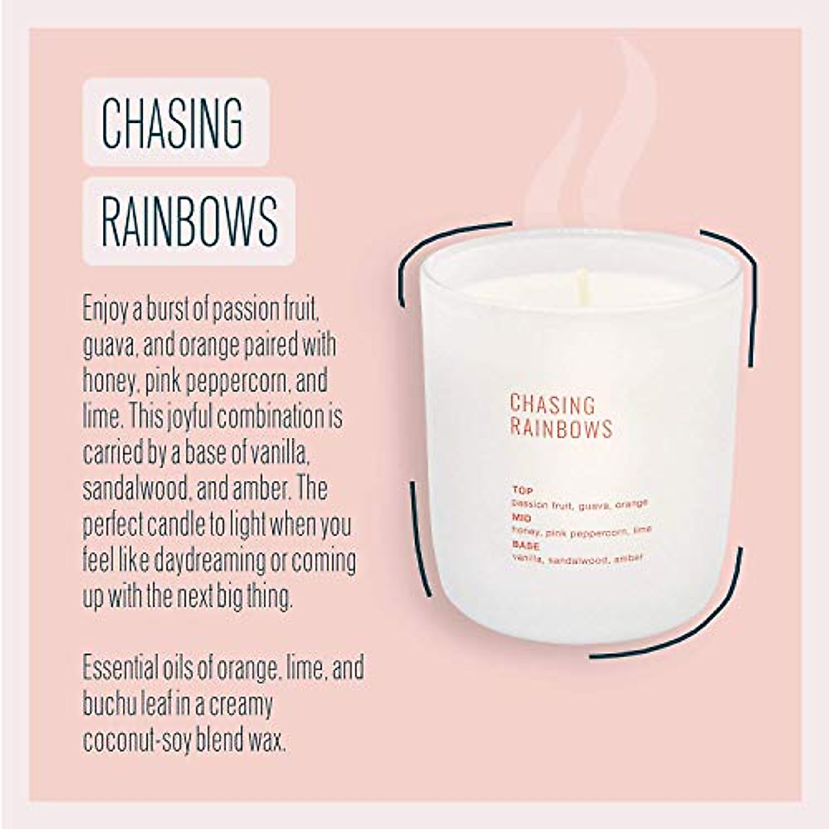 Scented Candle by Studio Oh! - 7.5-Ounce Signature Collection Fragrance-Infused Coconut-Soy Blend Wax Jar Candle - Chasing Rainbows - Burns up to 40 Hours