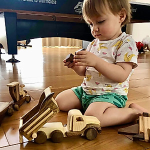 VINNY Wooden Truck Toys Car for Toddlers, Unpainted, Safe to Play, Handmade in Vietnam (Truck)