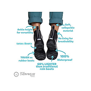 Totes Men's Chelsea Rain Boots, Black, 10