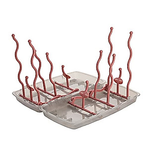 Hemoton Cup Drain Rack Baby Bottle Holder Wine Glass Rack with Drain Tray Cup Storage Rack Teacup Holder for Home Kitchen Red