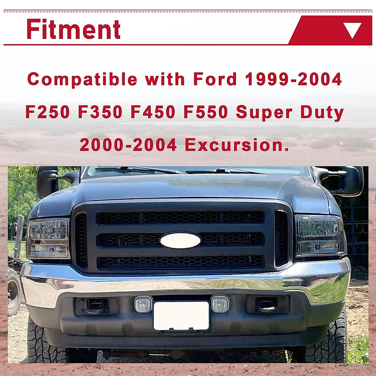 HECASA Mesh Style Front Grille 2006 Style Compatible with 1999-2004 Ford Super Duty F250 F350 F450 F550 Excursion Front Radiator Grill Hood Grille Black