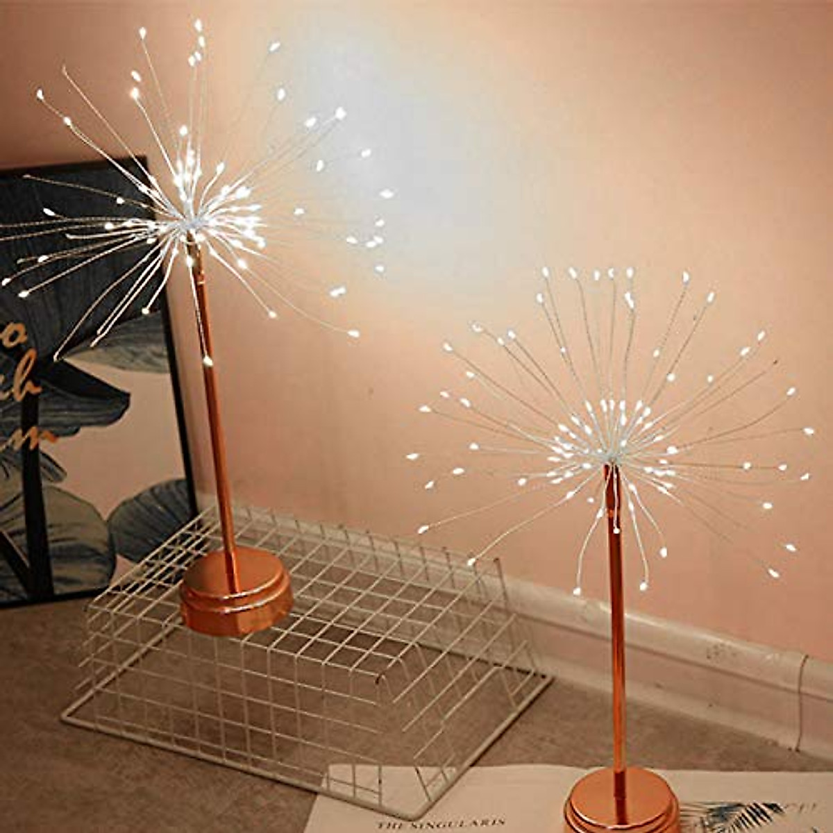 TQNSSM Remote Control LED Copper Wire Fireworks Lights for Home Outdoor Garden Courtyard Wedding Decoration(White)