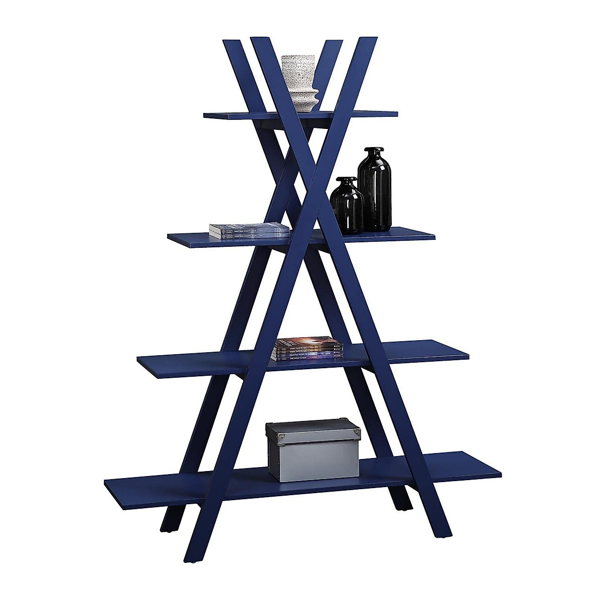 Convenience Concepts Oxford A Frame Bookshelf, 45.75" L x 13" W x 59" H, Cobalt Blue