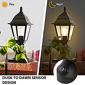 Dusk to Dawn Outdoor Post Lights Hardwired 120V, Aluminum Outside Post Lantern with Pier Mount, Exterior Lamp Pole Lantern Head with Clear Glass, Matte Black Post Light for Patio,Garden,Walkway