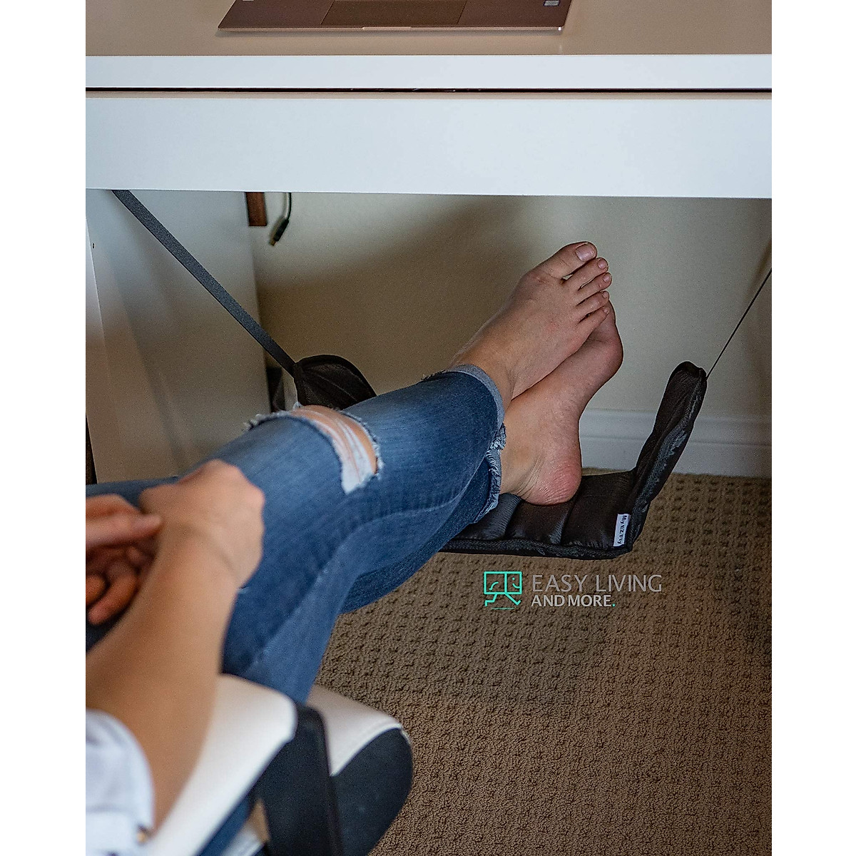 My EZ Fly | Premium Airplane Foot Rest Hammock with Memory Foam and Stable Base | Comfortable Foot Rest for Under Desk at Work Or Travel | Must-Have Travel Accessories | Airplane Footrest