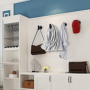 Adhesive Towel Hooks, Heavy Duty Wall Hooks Stainless Steel Waterproof Shower Towel Hooks, Coat Hooks for Hanging Clothes, Door Hooks Adhesive Hooks for Bathroom- 4 Pack, Black