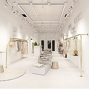 RED AS FIRE Gold Creative Display Garment Racks in Boutique Clothing Stores, Modern Industrial Pipe Wall-Mounted Retail Clothing Display Shelves, Home Cloakroom Clothes Organizer Storage Racks Shelf