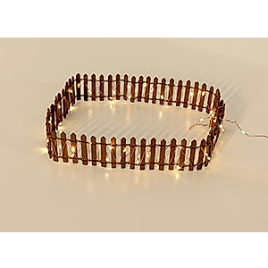 Robkea, 36 Inch Mini Fence Fairy Garden Fence & Waterproof LED 40FT 100 LED Solar String Lights with 8 Lighting Modes | Fairy Garden Accessories Outdoor(Brown)