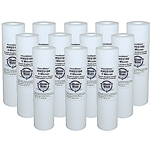 KleenWater KW2510G 5 Micron Dirt Rust Sediment Water Filter Replacement Cartridge, Compatible with WHKF-GD05 FXWTC AP110, Set of 12
