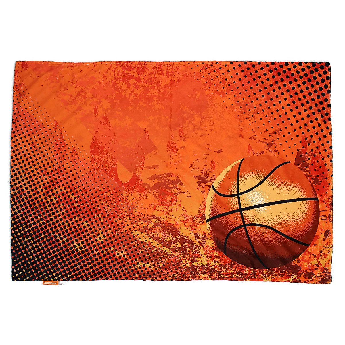 Dear Baby Gear Deluxe Baby Blankets, Custom Minky Print Basketball, 38 Inches by 29 Inches