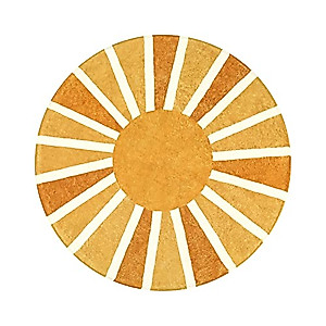 Lahome Boho Round Rugs - 4Ft Washable Non-Slip Small Round Area Rug Throw Soft Sofa Kids Nursery Room Rug Rainbow Sun Print Distressed Round Carpet for Bedroom Entryway Living Room Dining Room