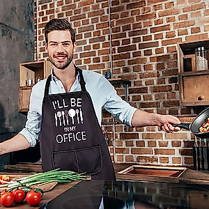 CENWA I'll Be In My Office Funny Office Apron Chef Kitchen Apron Smoking Cooking Grilling BBQ Office Chef Funny Gift Apron (Be In My Office apron)