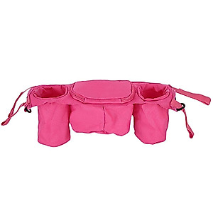 Stroller Organizer with Cup Holder, Zipper Design Durable Stroller Organizer Bag, Hook & Loop Design Cart for Umbrella Stroller(Pink)